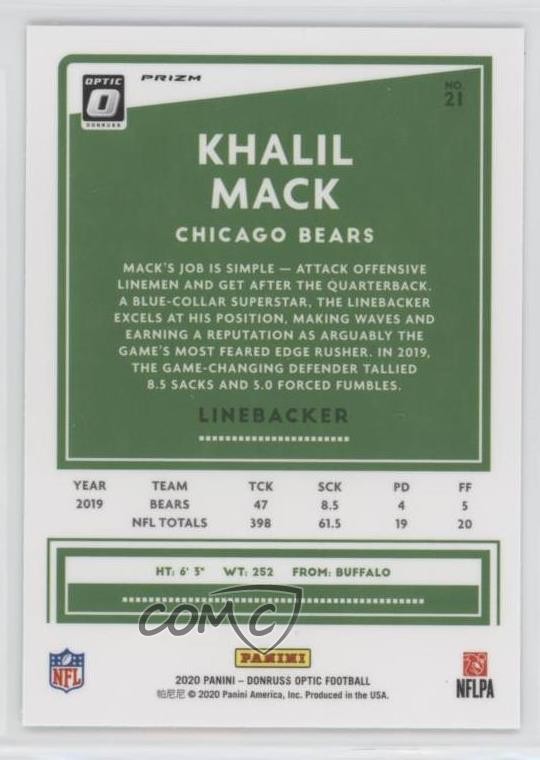 2020 Panini Donruss Optic Holo Prizm Khalil Mack #21 | eBay