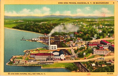 Ossining New York Sing Sing Prison Postcard 1930s Aerial View | eBay