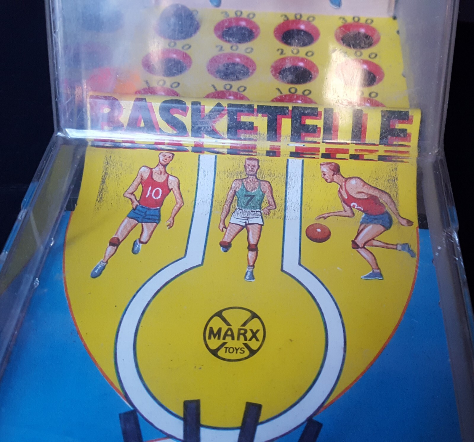 Vintage MARX Basketball Marble Shooter Game Toy Tin & Plastic Skeeball ...