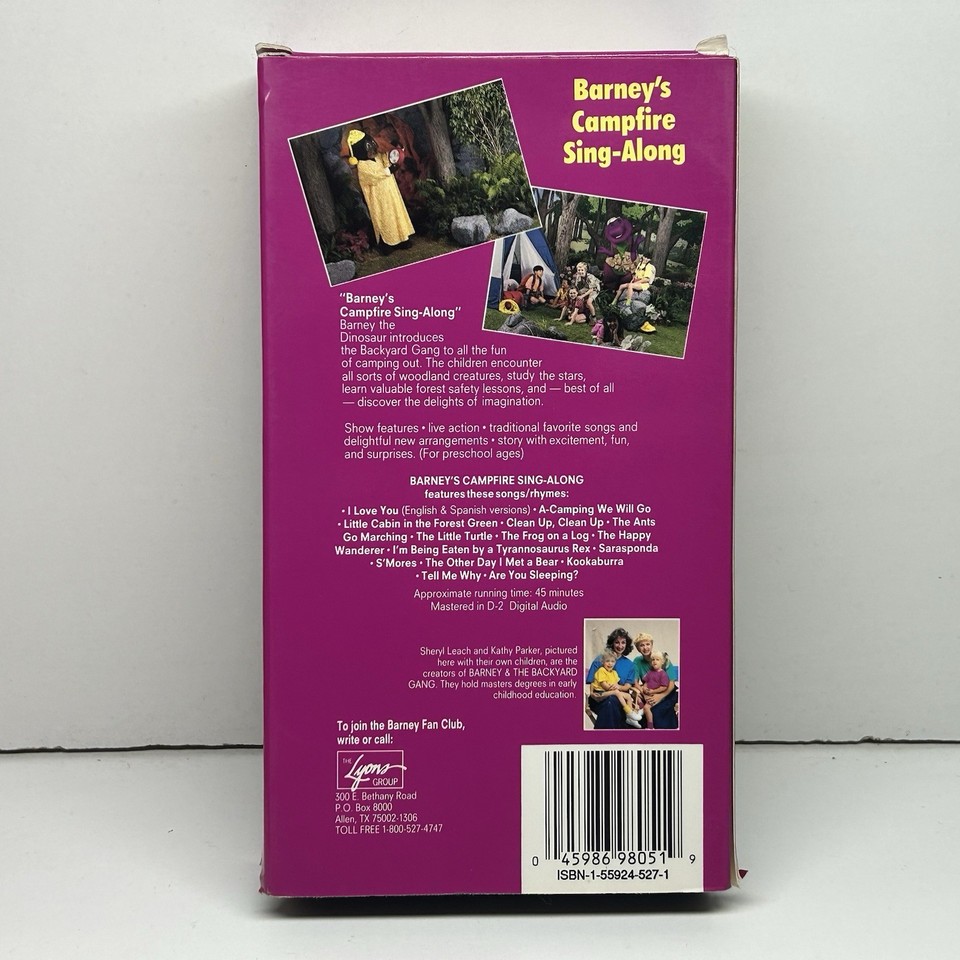 Barney & Backyard Gang Campfire Sing-Along VHS 1990 Video Tape Friend ...