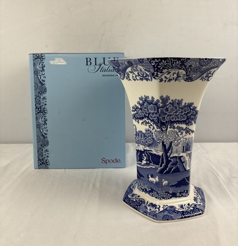 NEW Spode Blue Italian Hexagonal 10 1/2 Vase With Box | eBay