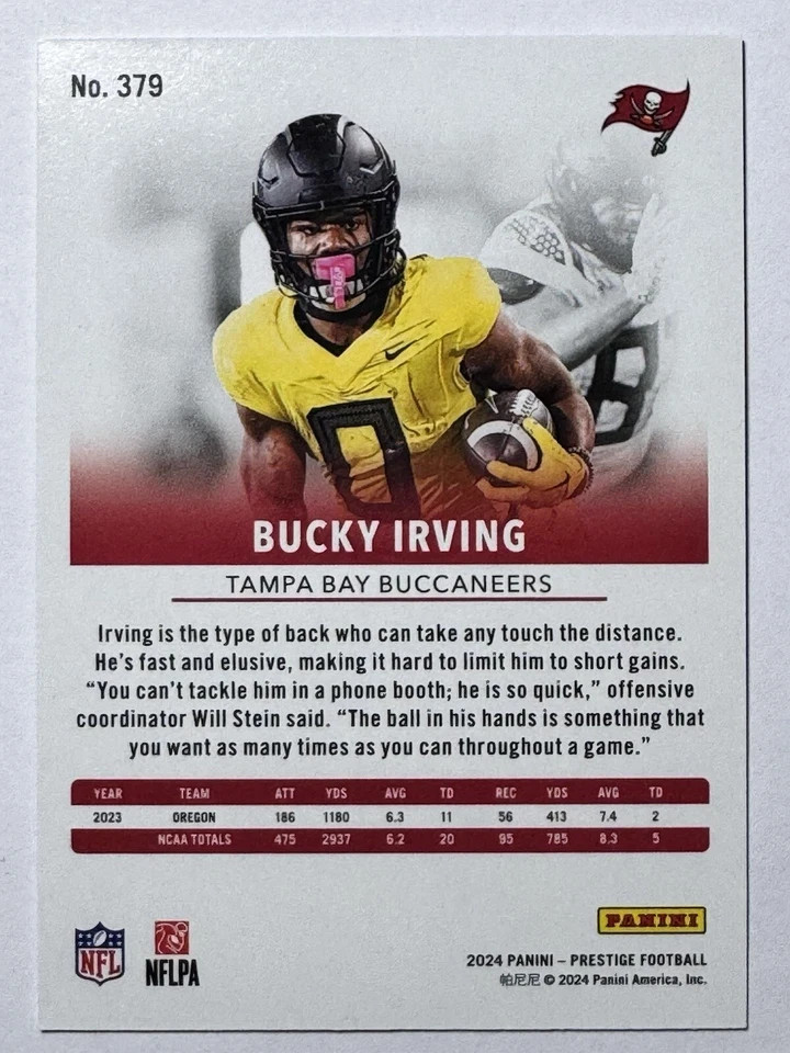 ROOKIE CARD BUCKY IRVING Buccaneers 2024 Prestige BLUE PARALLEL #d/299 ...