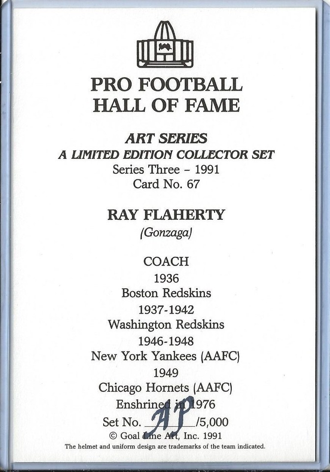 Rare 1991 Ray Flaherty "Artist Proof" Goal Line Art Postcard - Unsigned ...