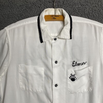 Vintage 60’s Lane Mate Rayon Flock Print Button Up Bowling Polo Size ...