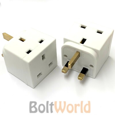 2 WAY 3 PIN ADAPTOR CONVERTER 13 AMP DOUBLE SOCKET HOUSEHOLD MULTI PLUG ...
