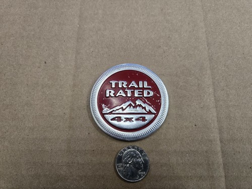 Jeep OEM Trail Rated 4X4 Red & Chrome Metal Emblem Badge Logo Nameplate ...