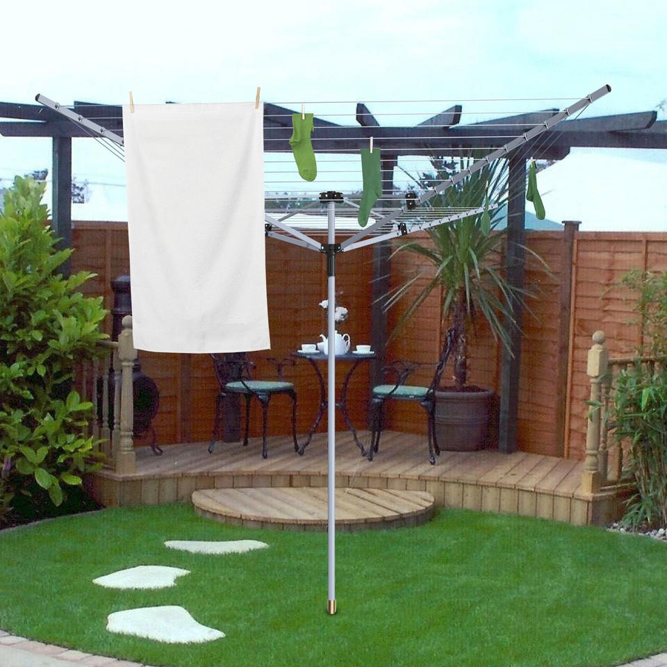 Rotary Airer Garden Clothe Line Dryer 4 Arm Outdoor Washing Line Heavy ...