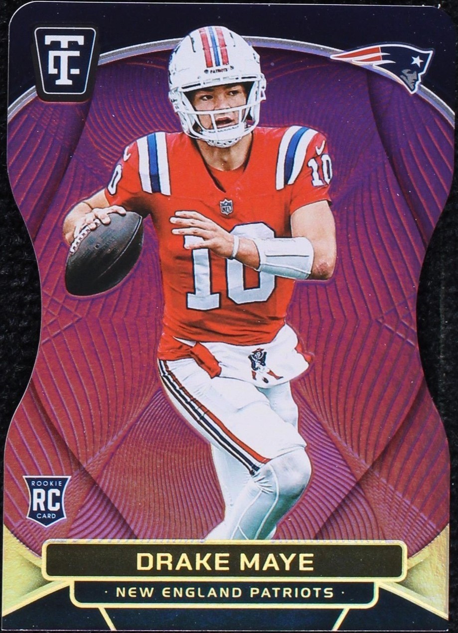 2024 Panini Totally Certified - Rookies Drake Maye #121 Mirror Platinum Purple Die-Cut /75 (RC ...