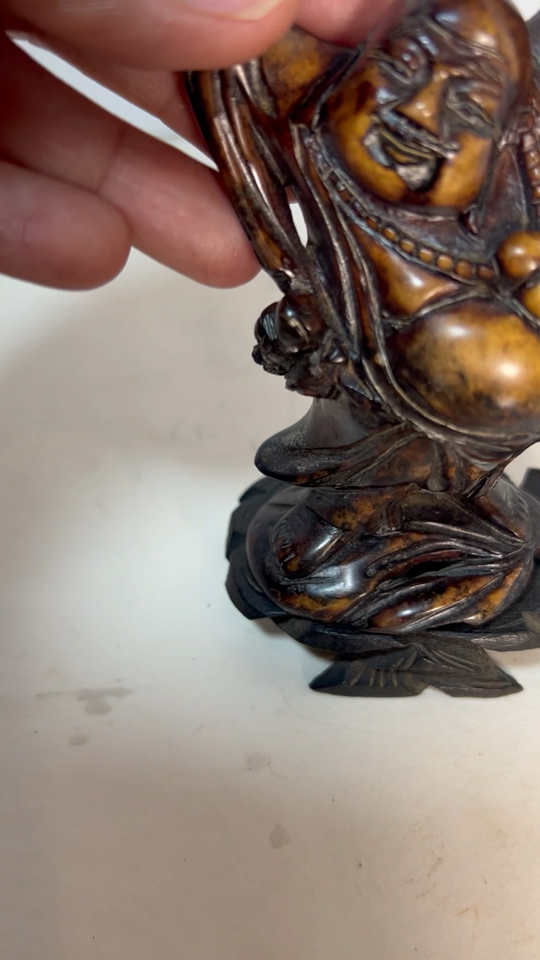 Antique Japanese Carved Wooden Statue of Hotei Lucky God | eBay