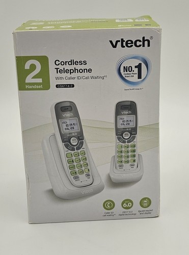 VTECH DECT 6.0 2-Handset Cordless Caller ID Phone, White NEW OPEN BOX ...