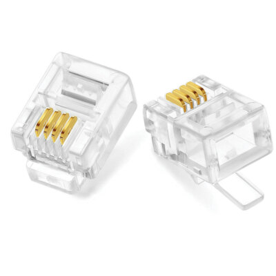 RJ11 Connectors 6P4C 4 Pin Telephone Fax Phone Crimp Plugs Ends Cat 3 ...