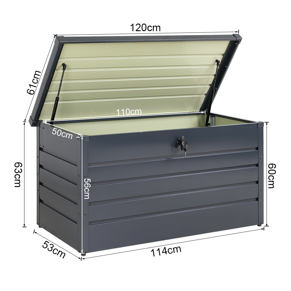 XL Garden Storage Box Galvanise Steel Utility Chest Cushion Box Shed ...