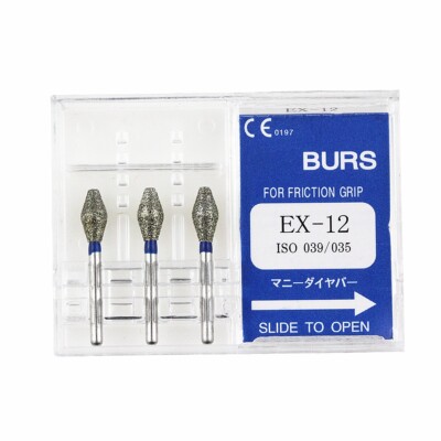 10 Packs EX-12 Large Barrel Shape Medium Diamond Burs for Dental ...