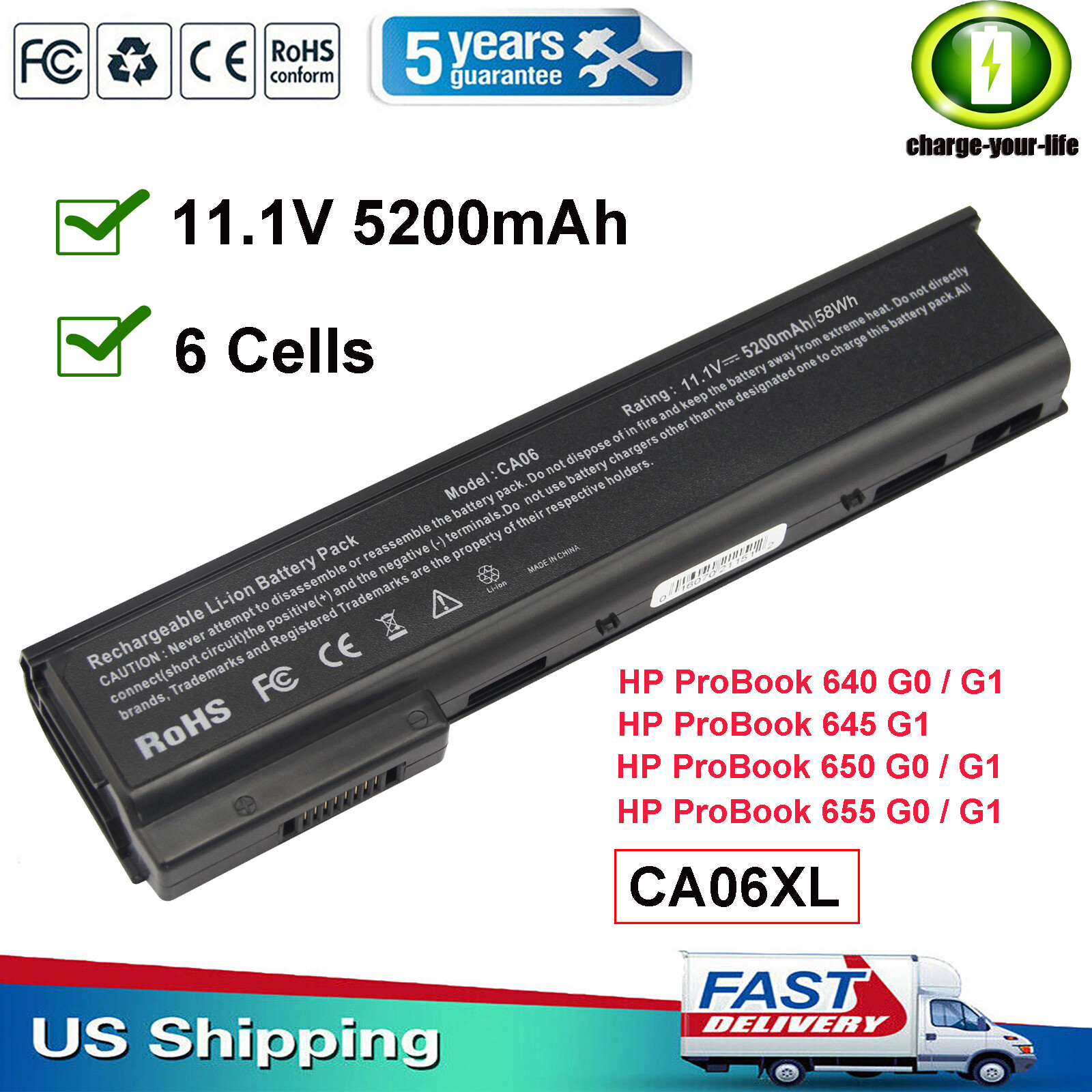 Battery for HP ProBook 640 645 650 655 G0 G1 CA06 CA06XL 718677-421 ...