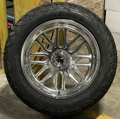 22x12 Fuel D721 Ignite Polished Wheels 35" AT Tires 6x5.5 Dodge Ram ...