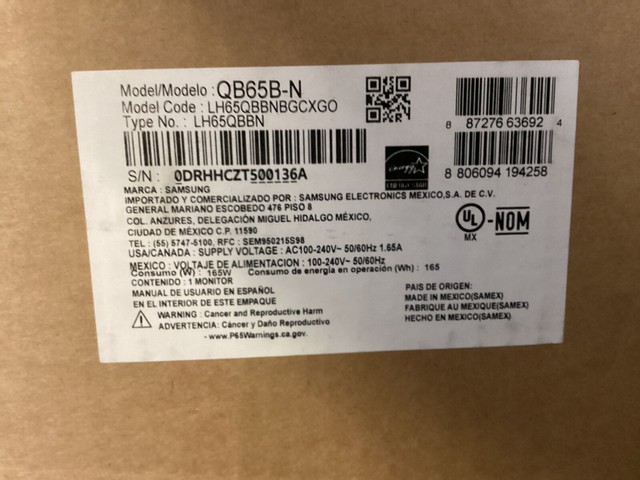 Samsung QB65B-N 65-inch 4K Smart Commercial LED Display - Factory for ...