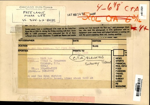 1981 Press Photo Smoke pours from CTA train on Lake-Dan Ryan line at 35th Street | eBay