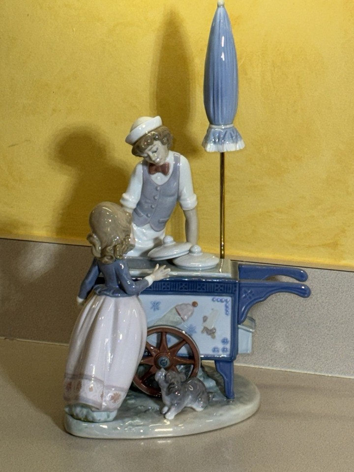 Lladro #5325 Ice Cream Vendor w/ Girl & Dog Porcelain Figurine Rare Vtg ...