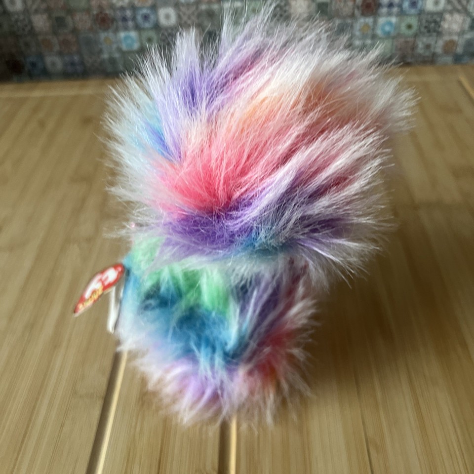 TY Beanie Boo's glitter Asha the rainbow ostrich bird soft toy plush ...