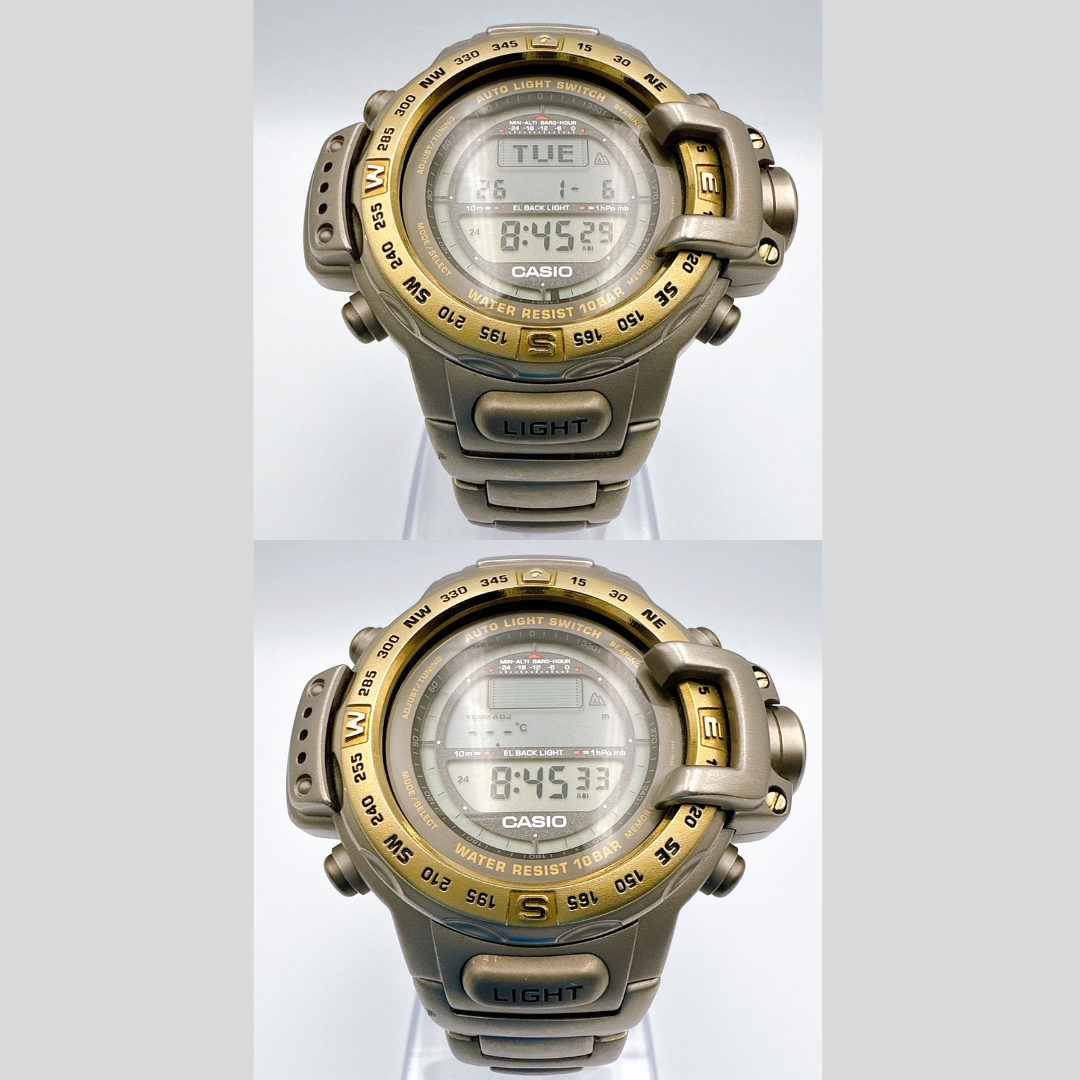 CASIO PRO TREK PRT-4000 Full Titanium Watch Triple Sensor wrist 6.3in ...