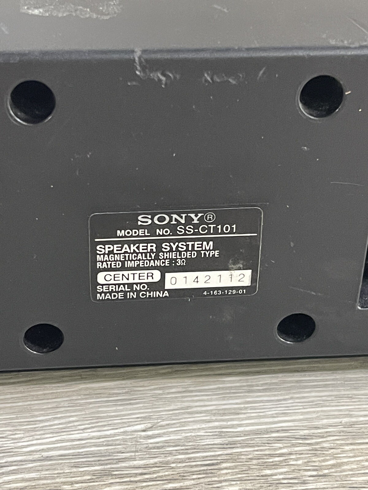 Sony Ss-ct101 Home Theater Surround Sound System Center Speaker for ...