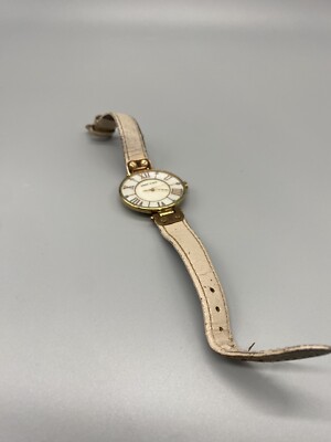 Vintage ANNE KLEIN Women’s Wrist Watch Y121E Gold Tone Soft Pink Band ...