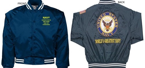 USS IOWA SSN-797*SUBMARINE*EMBROIDERED SATIN JACKET OFFICIALLY LICENSED ...