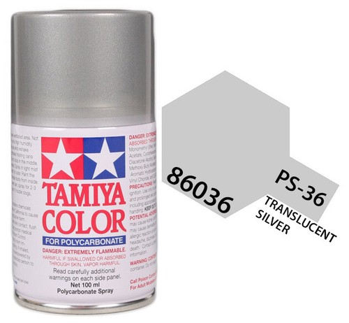 Tamiya 86036 PS-36 Translucent Silver Polycarbonate Lexan RC Spray ...