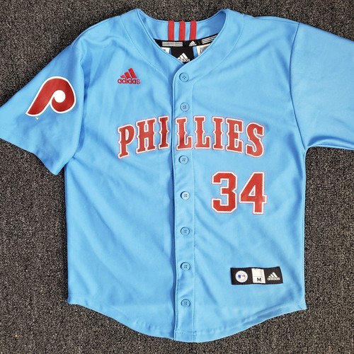 Roy Halladay #34 Jersey Youth M Phillies Powder Blue MLB Adidas ...