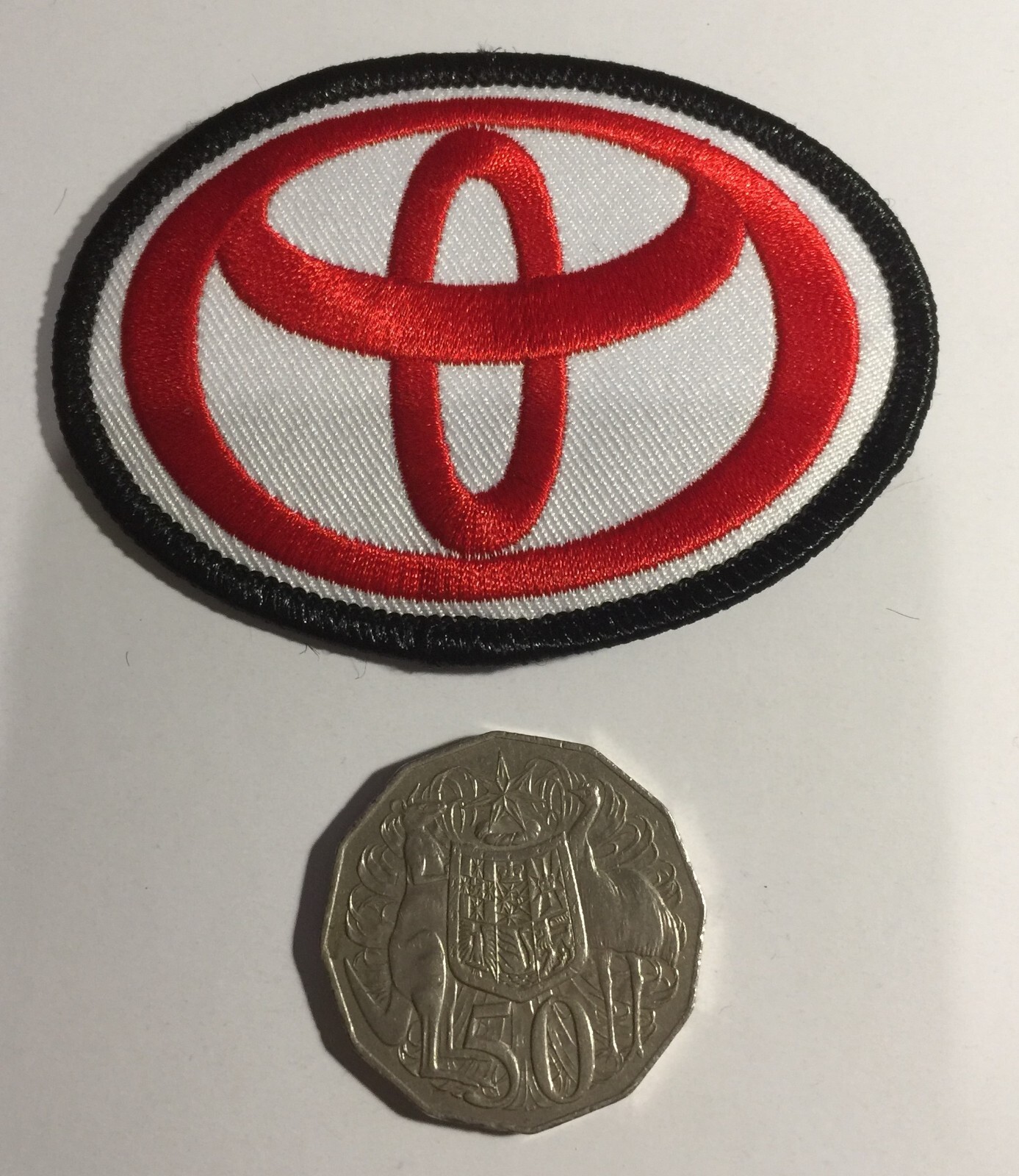 Toyota Iron on/Sew on, cloth embroidered patch, White and Red, Car, 4WD ...