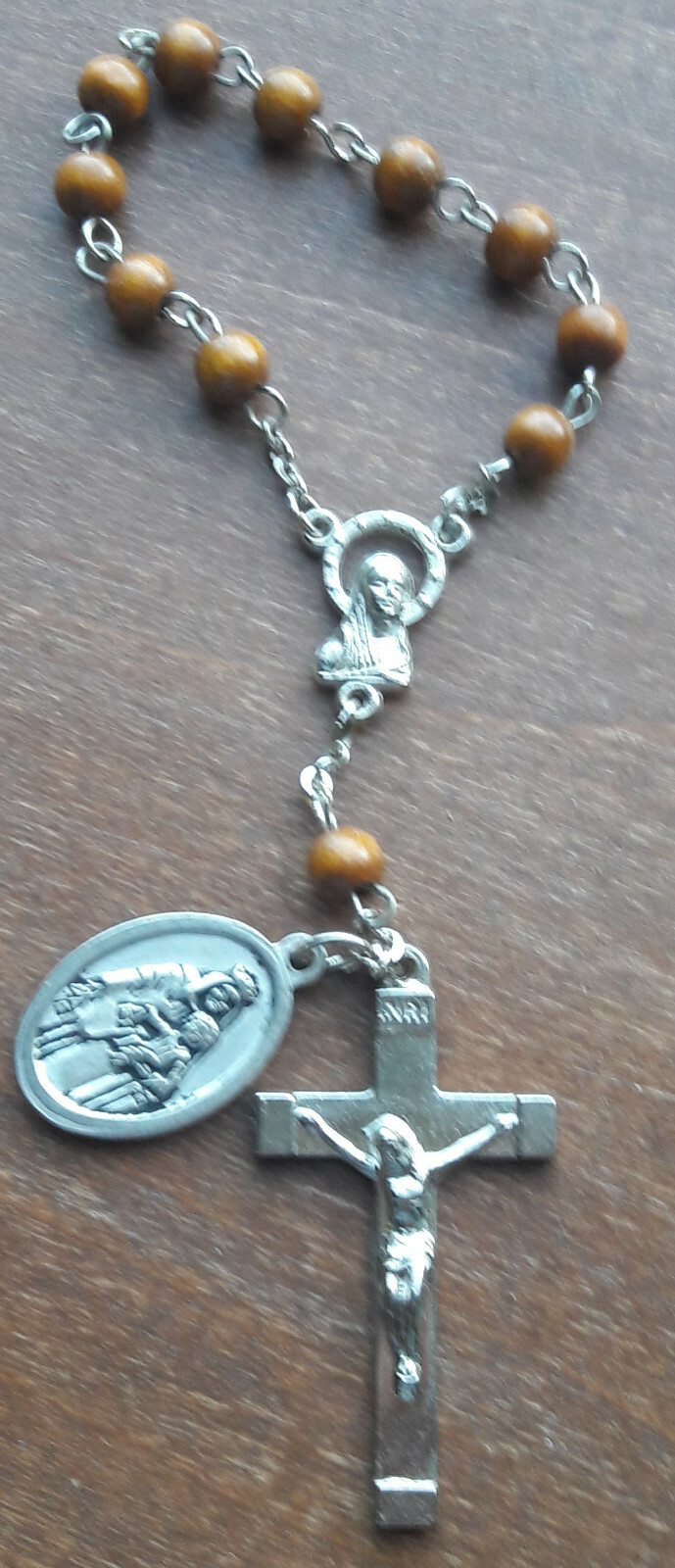 Vintage CARMELITE CHAPLET Brown wooden beads O L Mount Carmel rosary ...