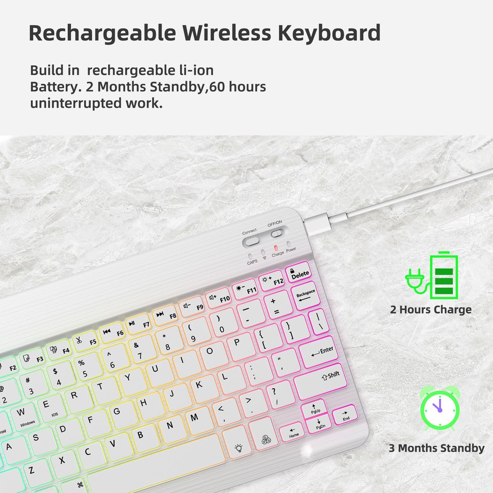 RGB Keyboard and Mouse Combo Wireless with Backlight for iPad, PC ...