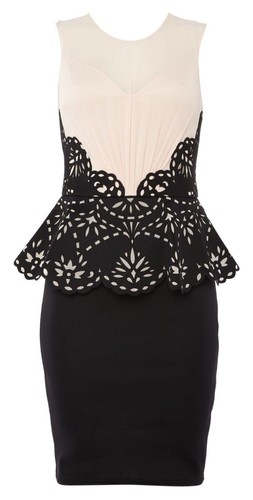 BNWT Lipsy Chiffon Overlay Laser Cut Peplum Bodycon Shift Dress UK10 ...