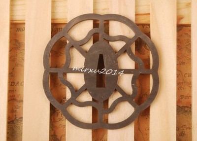 Ripple Iron Tsuba Handguard for Japanese Samurai Katana Wakizashi Tanto ...