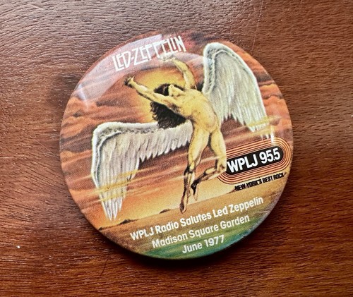 1977 Led Zeppelin Promotional Tour Pin MSG New York City NYC, 95.5 WPLJ ...