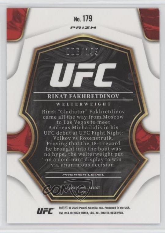 2023 Panini Select UFC Premier Level Blue Prizm 6/199 Rinat ...