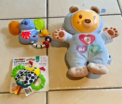 Vtech Sleepy Glow Bear, Vtech Twist & Hug Koala Rattle & Lamaze Bitty ...