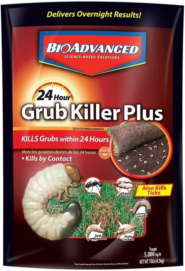 BioAdvanced 24 Hour Grub Killer Plus for Lawns,Ant,Tick,Insect Killer ...
