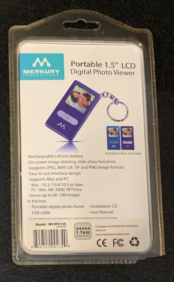 Merkury 1.5” LCD Digital Photo Viewer Keychain MI-DF0158-Purple-Up To ...