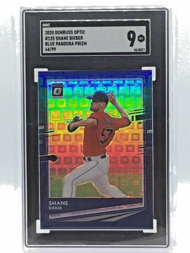 2020 Panini Donruss Optic #125 Shane Bieber SGC 9 Blue Pandora Prizm 64 ...