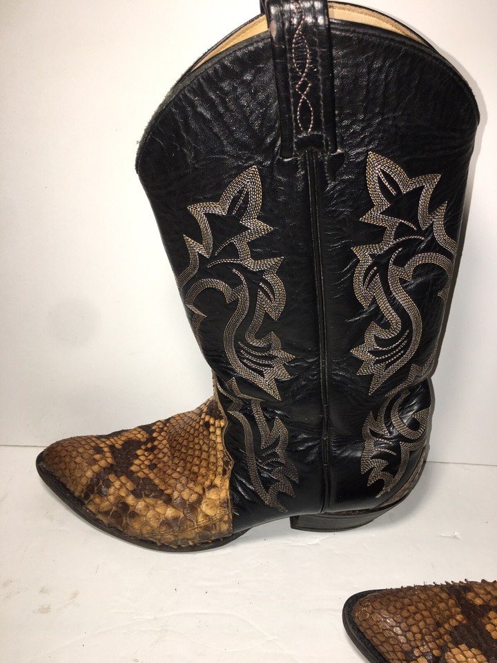 PYTHON SNAKE SKIN BOOTS Tony Lama RARE BELLY SKIN CUSTOM WESTERN BOOTS ...