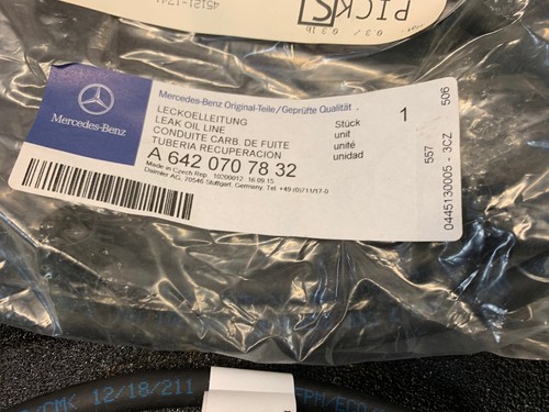 Mercede W251 R350 ML350 E350 CDI Diesel Oil Drain Line 6420707832 OEM ...