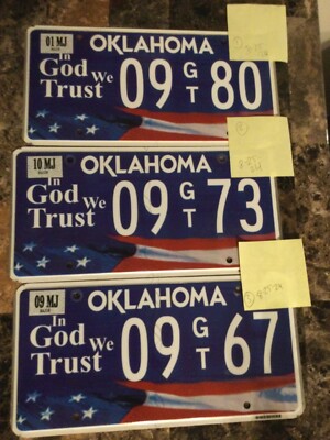Oklahoma In God We Trust Vaity Tag Plate Real Deal CLEAN!!!! Price Each ...