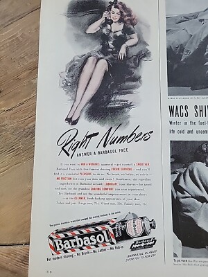 1945 Barbasol Shaving Woman Telephone Long Legs Vintage Ad | eBay