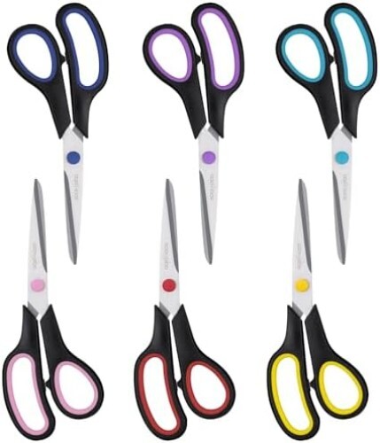 Scissors Set of 6 Pc Scissors All Purpose Comfort-Grip Handles Sharp | eBay