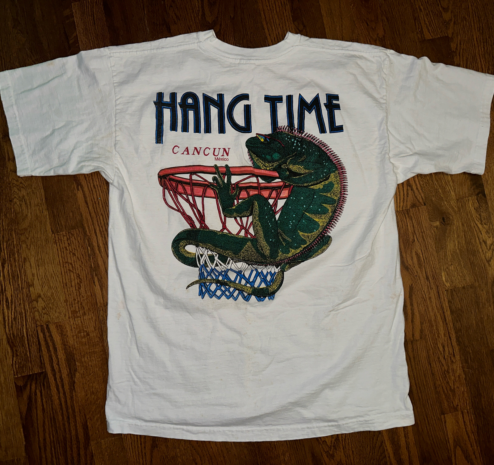 Vintage Hang Time Cancun Mexico Iguana Graphic SZ XL - Gem