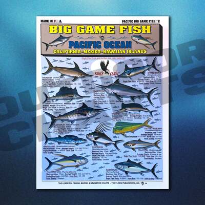 Pacific Ocean Big Game Fish Identification #2 - Waterproof Quick ...