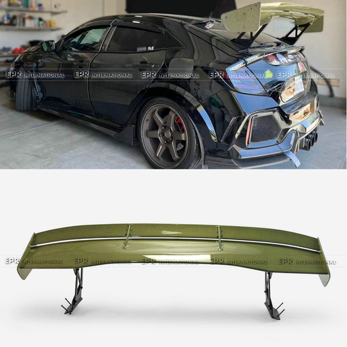 For Honda Civic FK7 FK8 VTX5 Style Yellow Ke-vlar Fiber Rear GT Spoiler ...