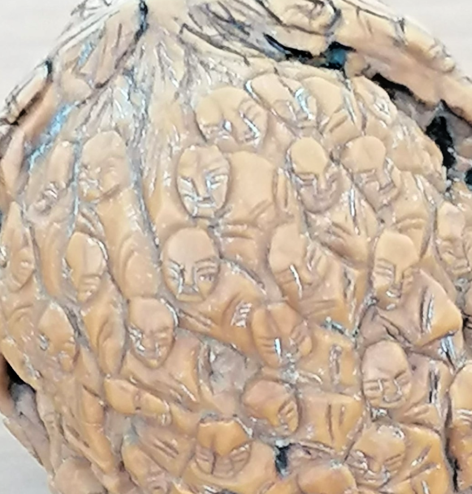 Hand-Carved Walnut shell "Buddhist monks"/ "1000 faces", China, antique ...