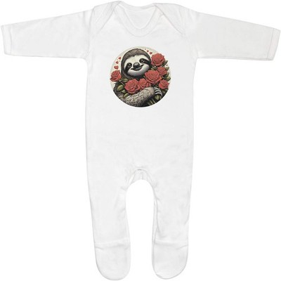 'Romantic Sloth With Red Roses' Baby Romper Jumpsuits / Sleep suits ...